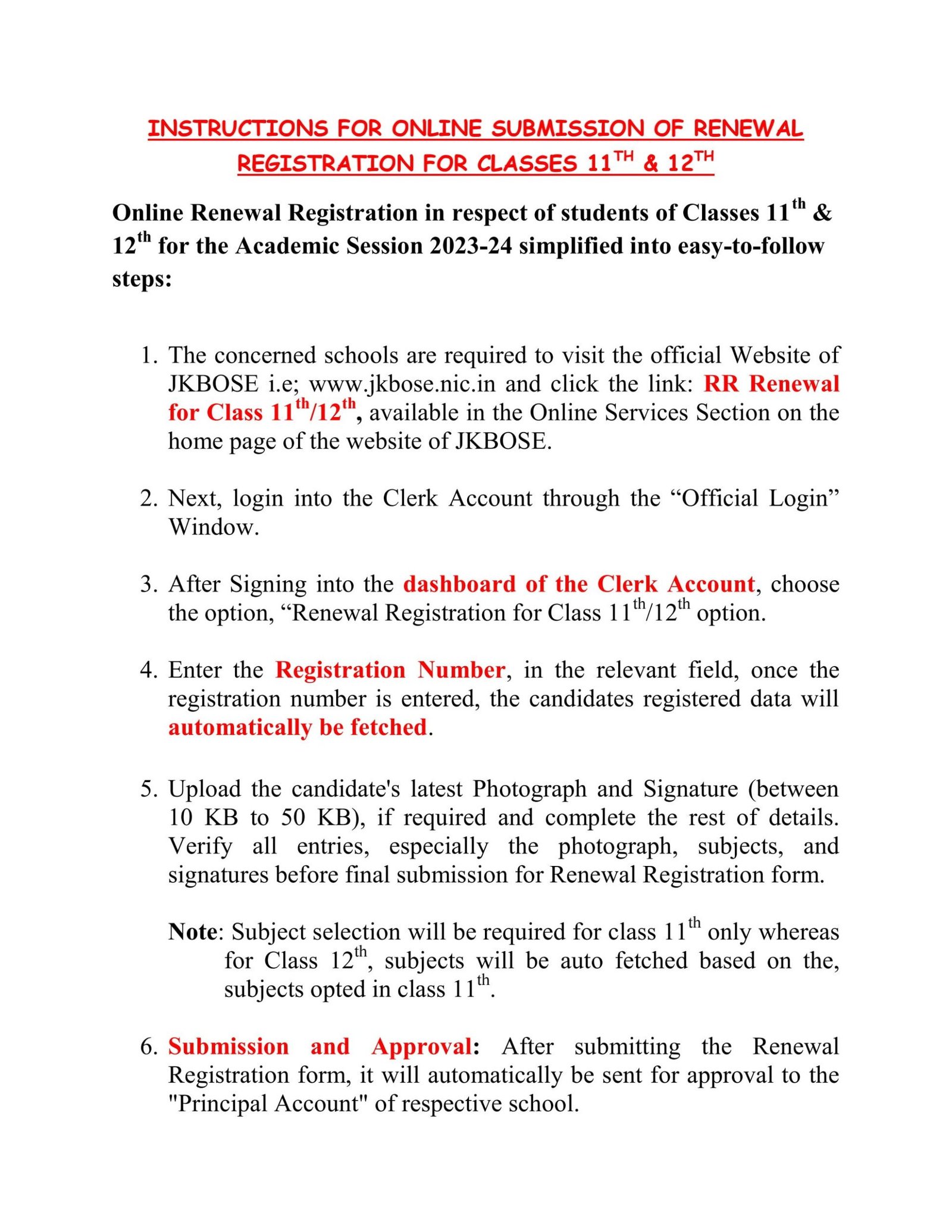 JKBOSE Instructions For Online Submission of renewal registration for ...